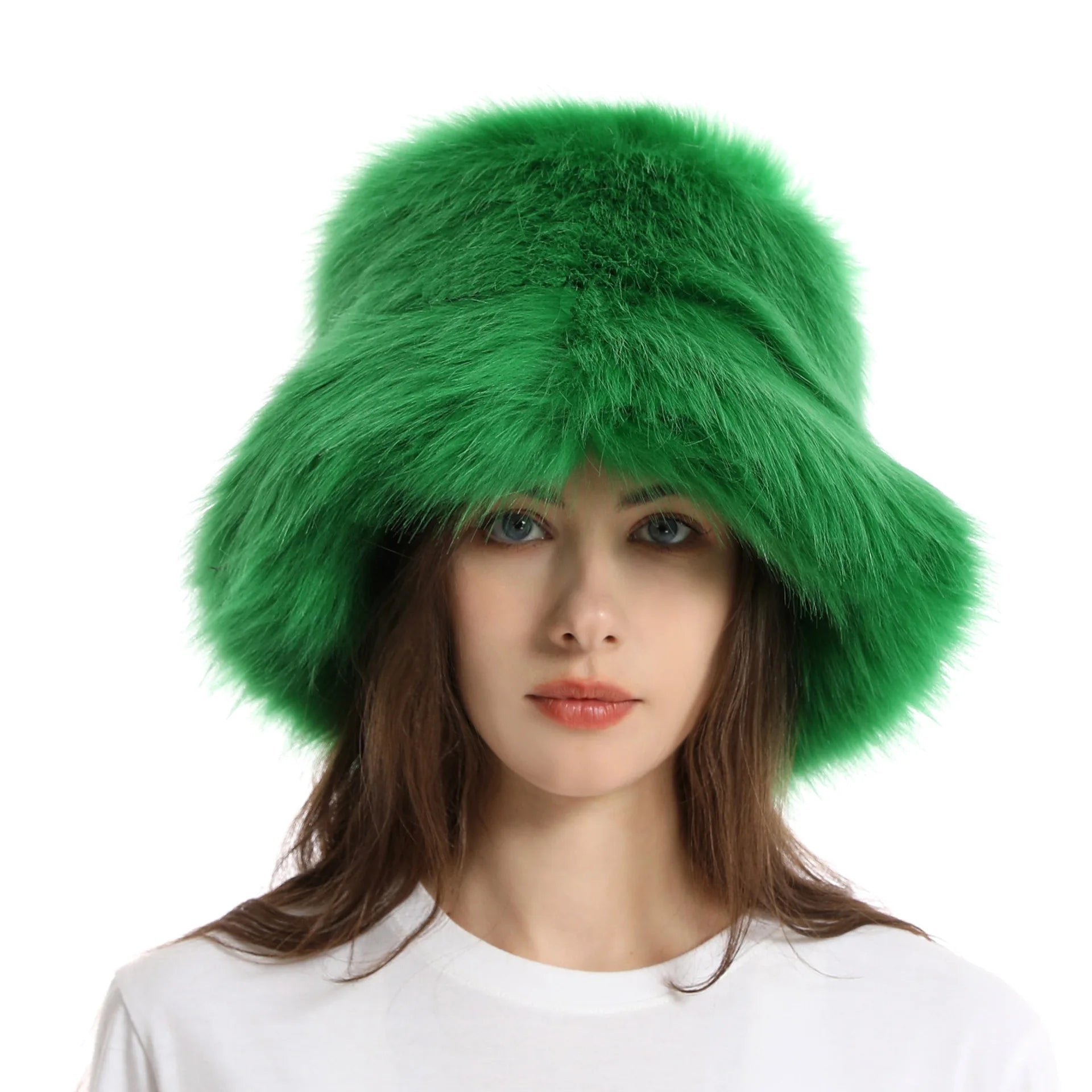 Evergreen Plush Bucket Hat | Fluffy Faux Fur Festival | Rave Set